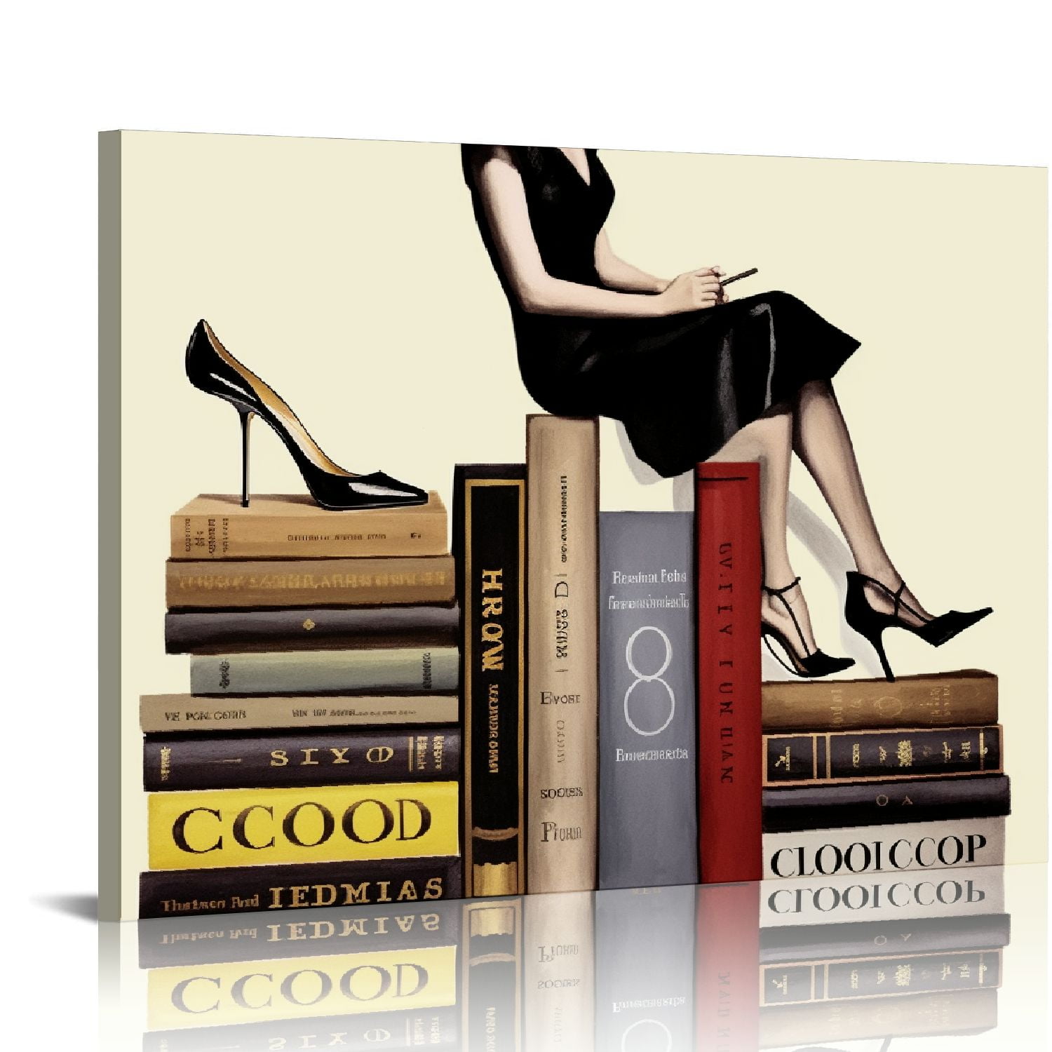 COMIO High Fashion Book Shelf with Stilettos Heel Black Framed Wall Art ...