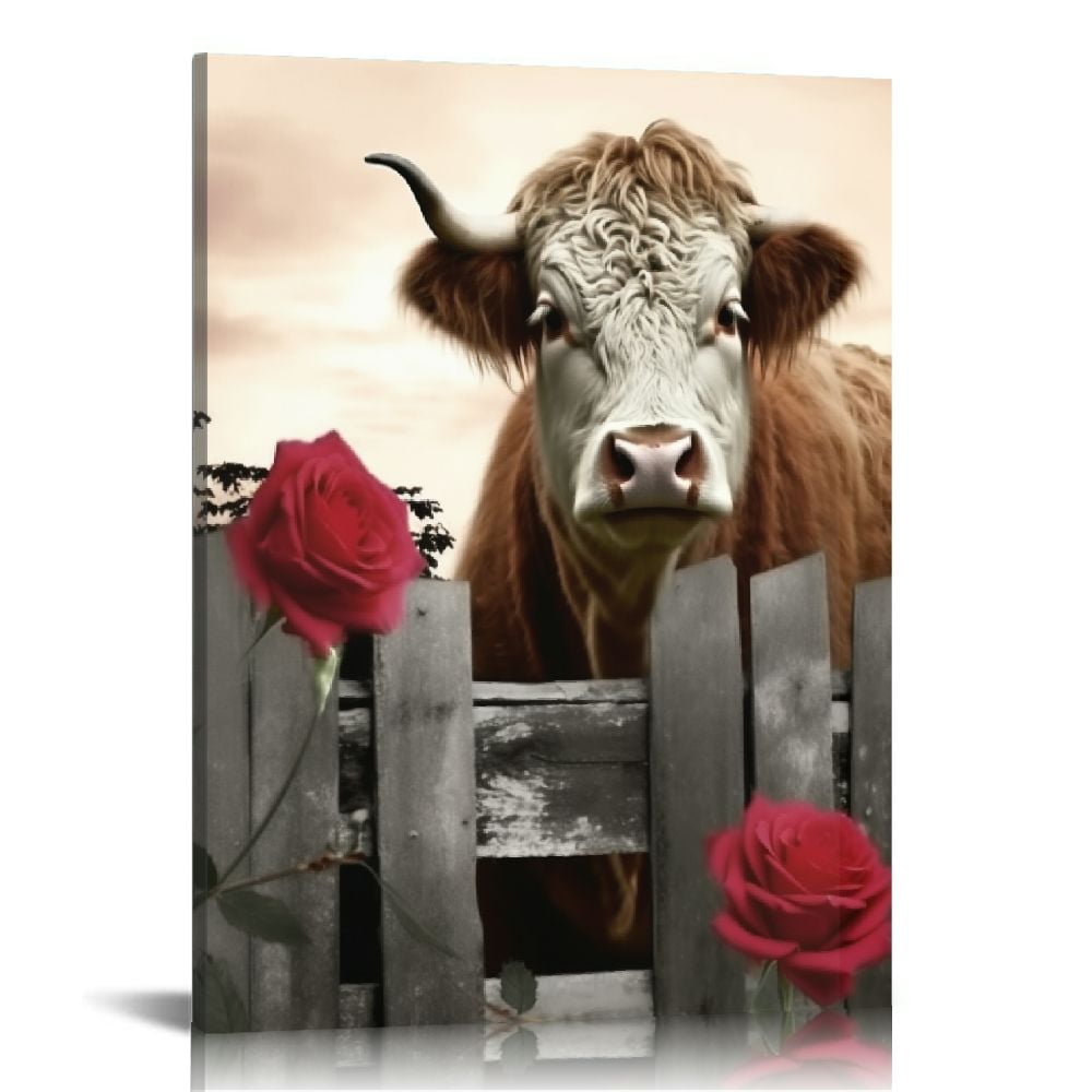 COMIO Highland Cow Bathroom Decor Wall Art Cow Poster Funny Cow ...