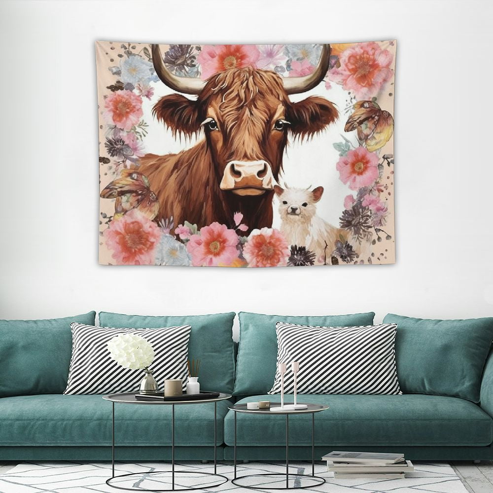 COMIO Highland Cow Birthday Backdrop Brown Highland Cattle Cows ...