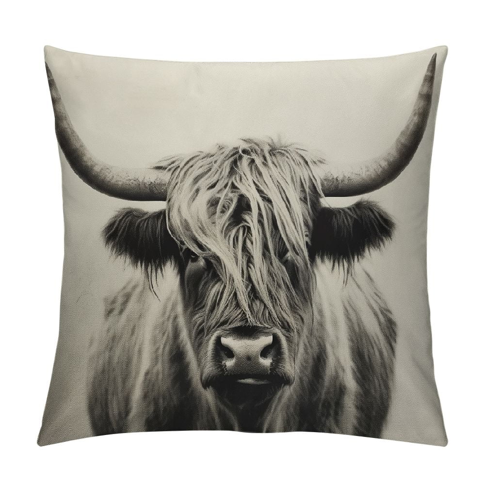 MLJA Highland Cow Pillow Cover， Cow Home Decorative Pillows Cover ...