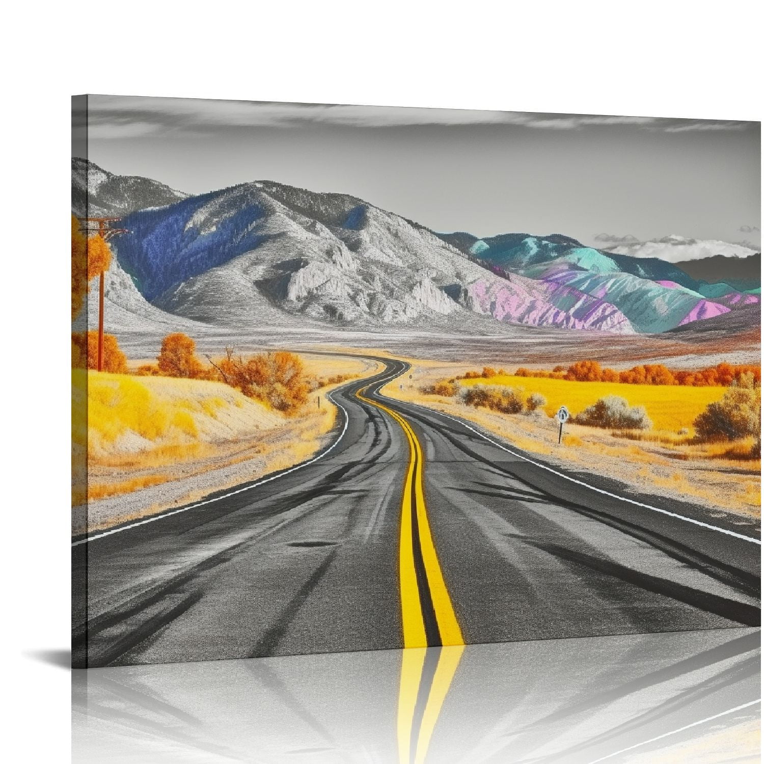 COMIO Highway Road Wall Art Western Rocky Mountain Canvas Painting ...
