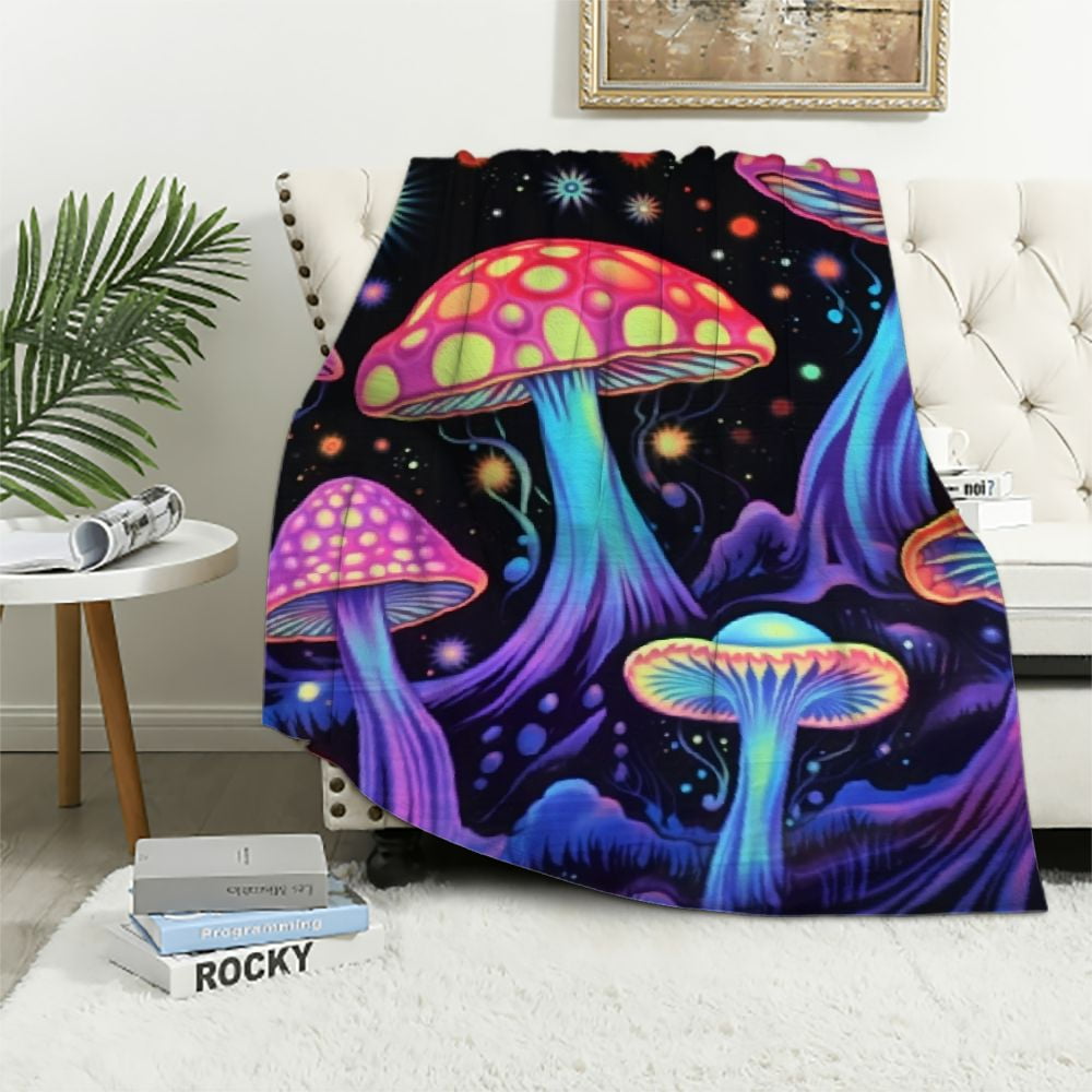 COMIO Hippie Mushroom Magic Blanket, Soft Blankets Flannel Bed Throw ...