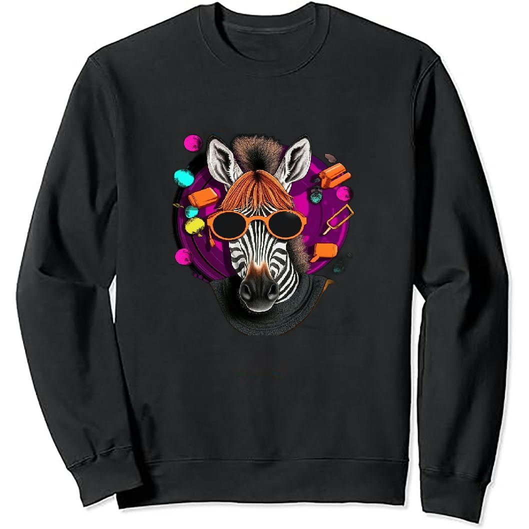 COMIO Hipster Zebra Geek Nerd Glasses Animal Love Peace Sign Sweatshirt ...