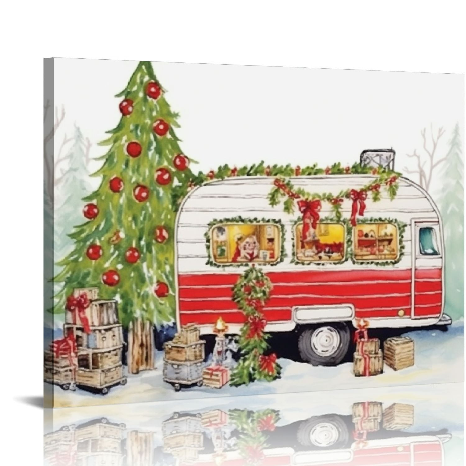 COMIO Holiday Camper II Canvas Wall Art Print, Christmas Home Decor ...