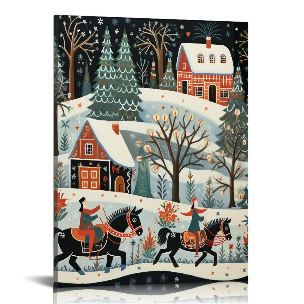 COMIO Home Cabin Décor Dashing Through The Snow by Billy Jacobs 22x28 ...