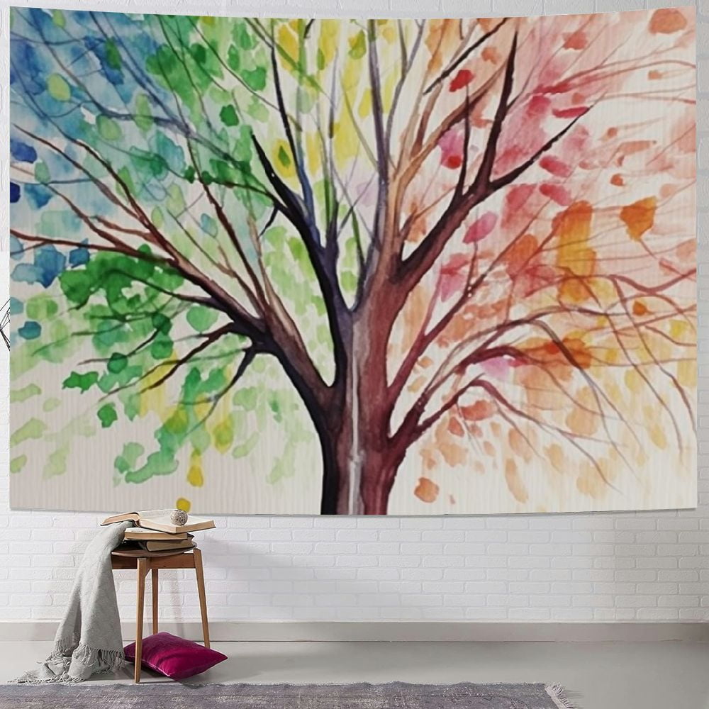COMIO Home Decor Colorful Tree Four Season Tree of Life Tapestry ...