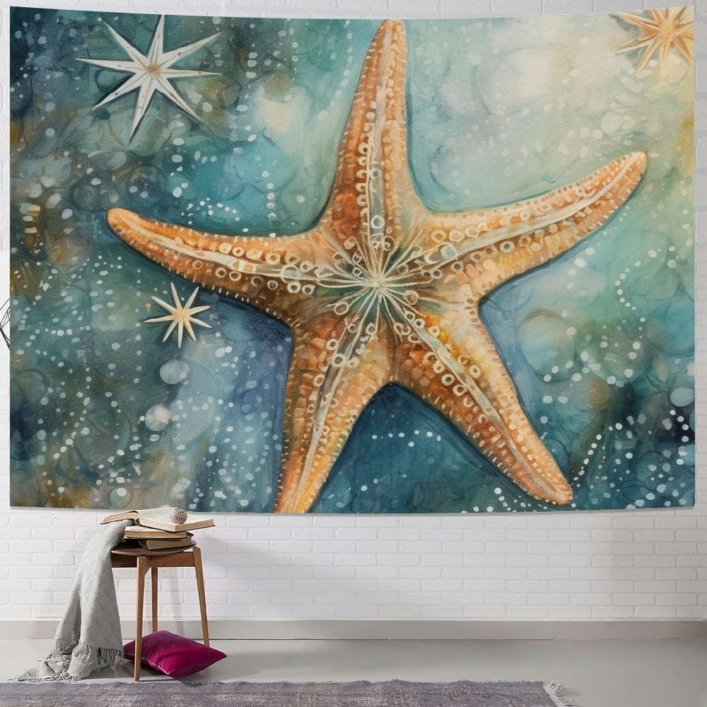 COMIO Home Decor Green Star Vintage Starfish Pastel Seafoam Blue Fish ...