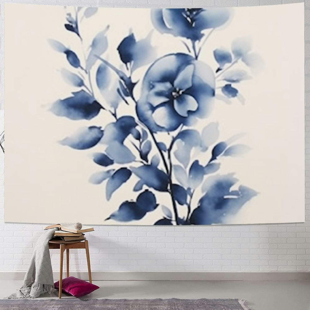 COMIO Home Decor Modern Blue Floral Painting Tapestry Painting ...