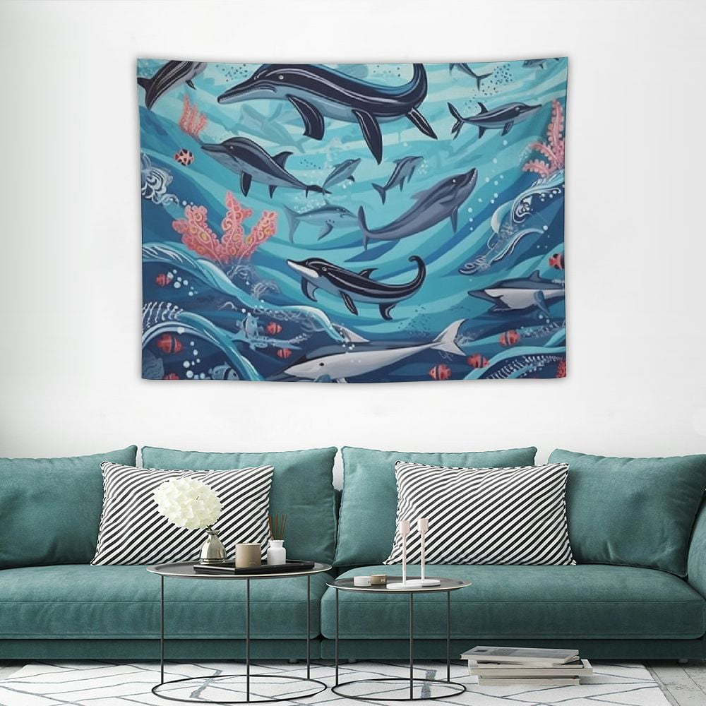 COMIO Home Decor Tapestry for Bedroom, Fish and Marine Animals Pattern ...
