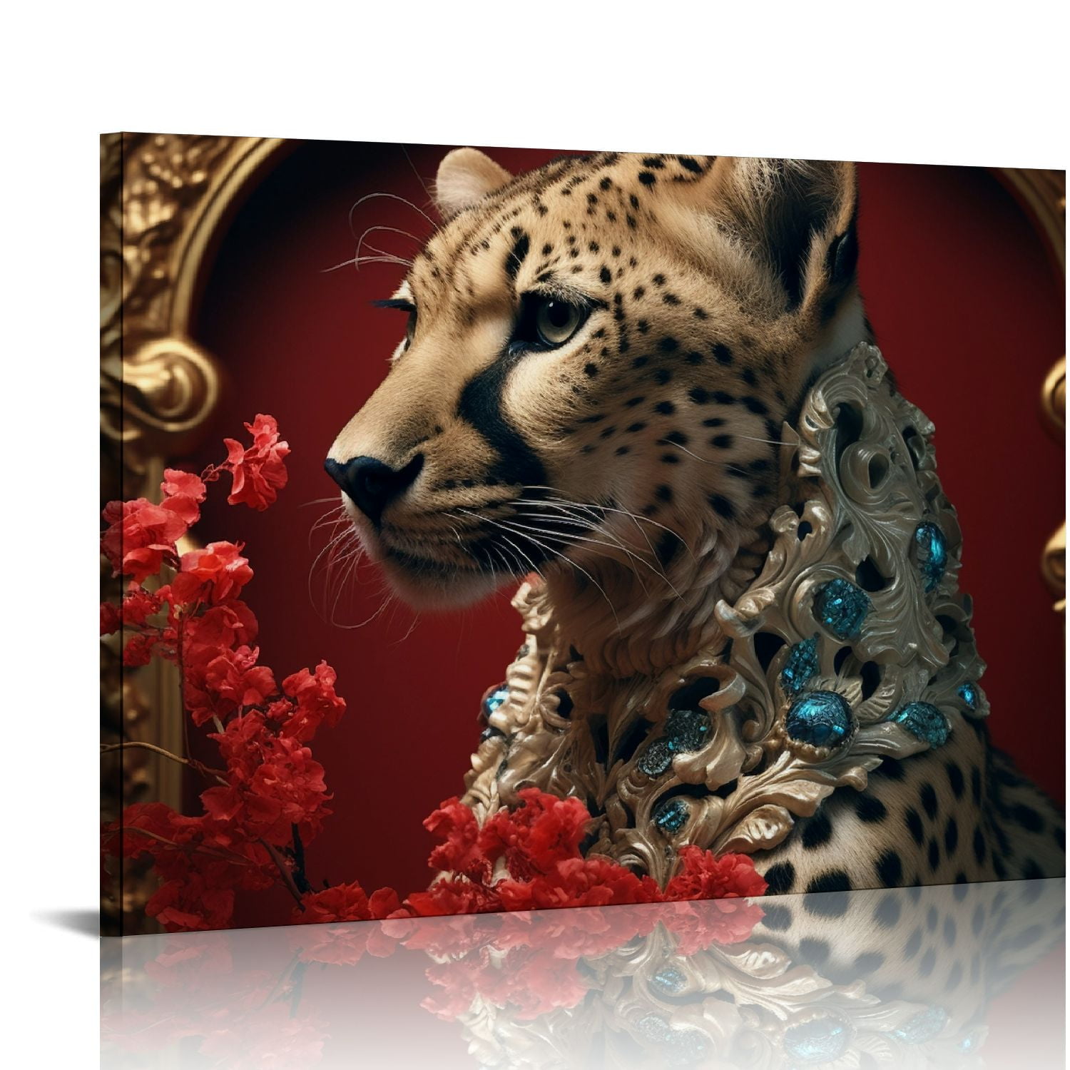 COMIO Honorable and Confident Leopard and Red Rose Ready to Hang for ...