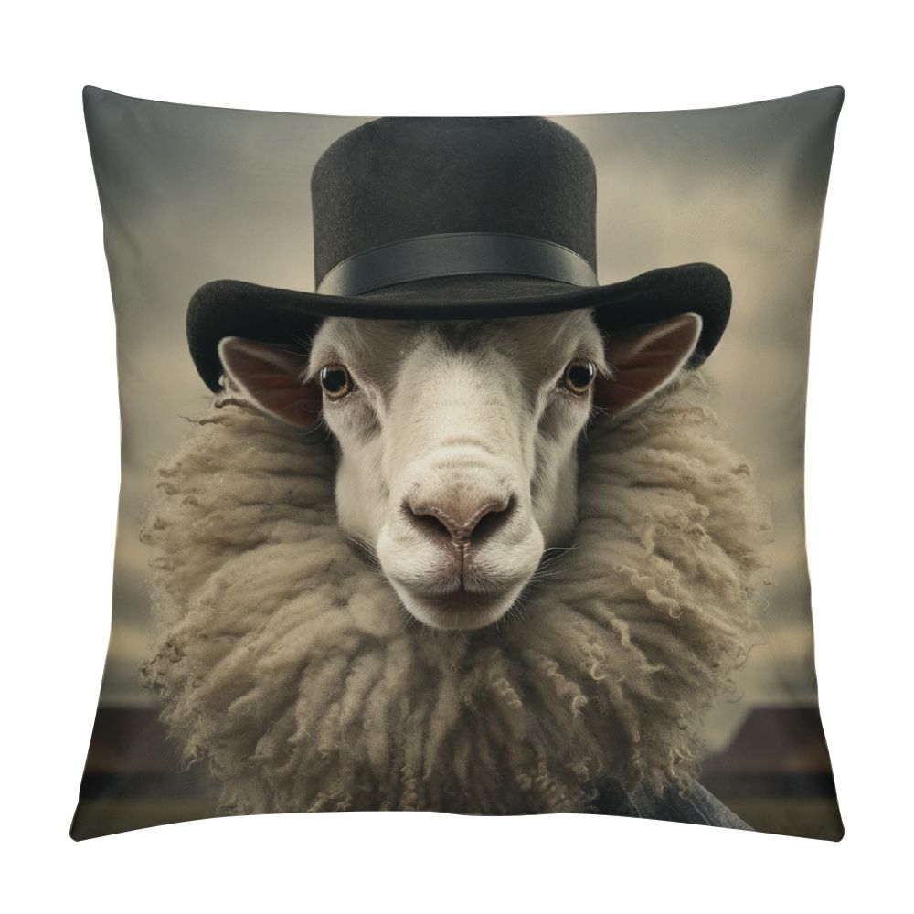 MLJA Hopyeer Animal Pillow Cover Decorative Throw Pillow Funny Sheep ...