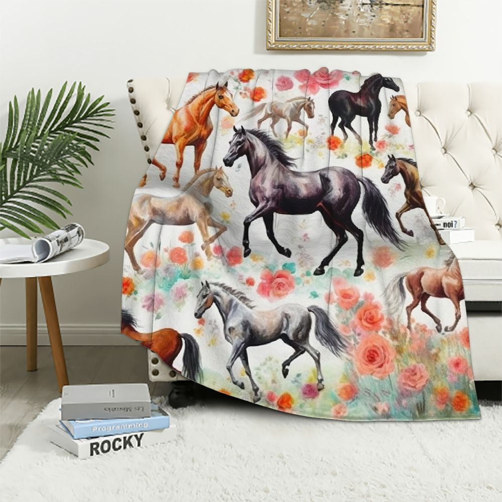 COMIO Horse Blanket Gift for Girls Women,Horse Blanket Throw,Flannel ...