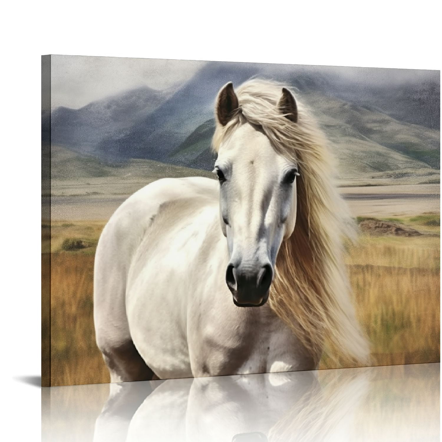 COMIO Horse Framed Picture Wall Art: Vintage Western Mountain Landscape ...