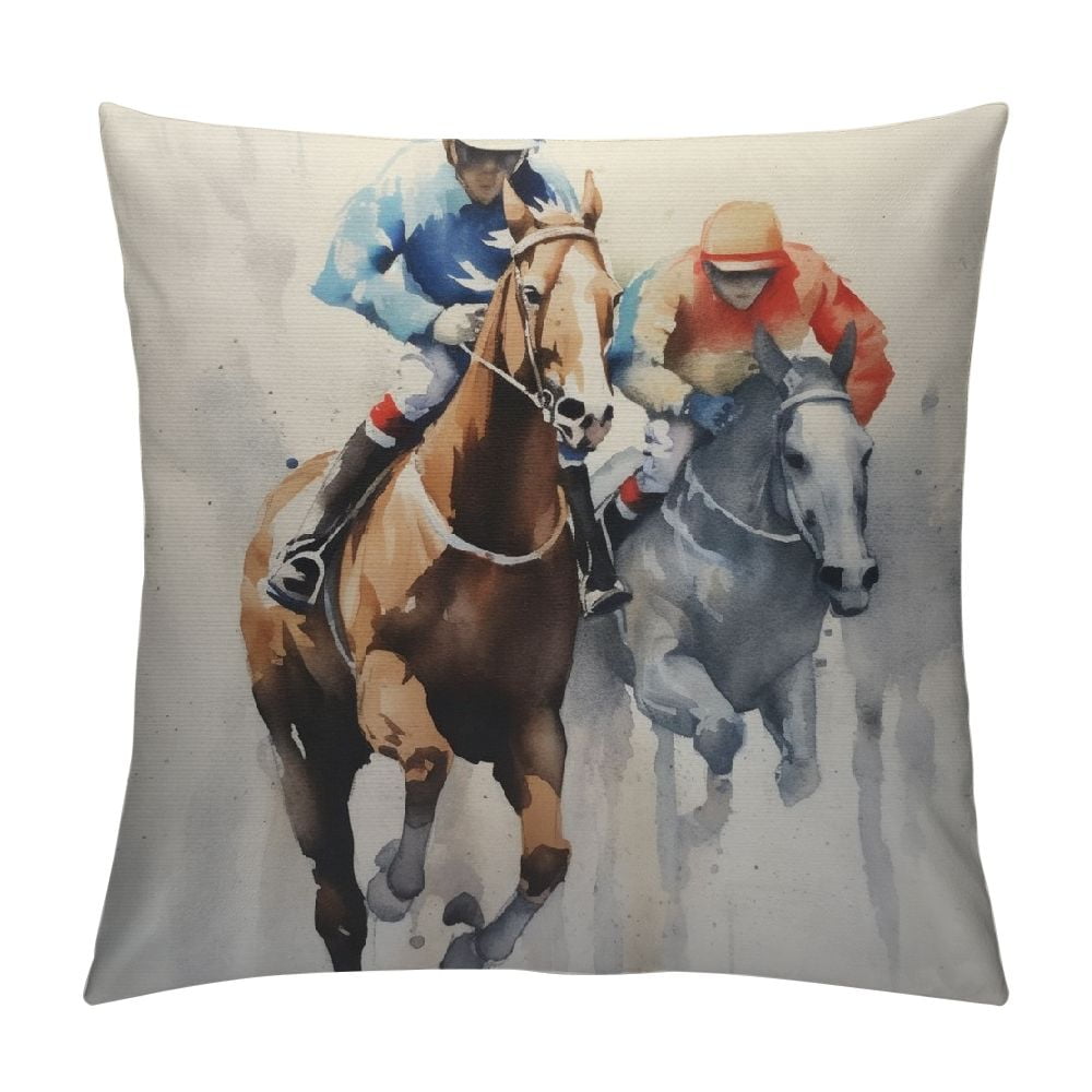 COMIO Horse Race Competition Cosy Throw Cushion Cover Racing Horses ...