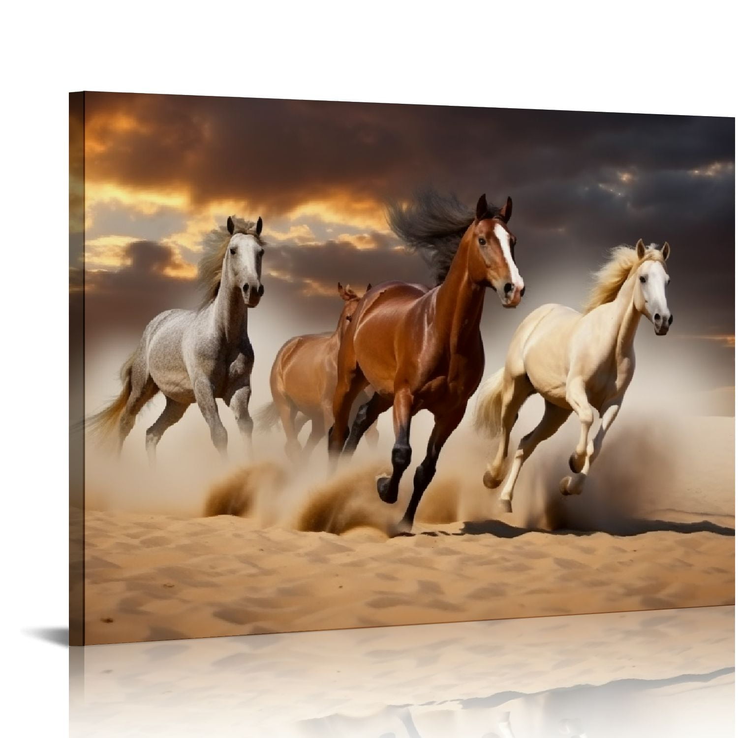 COMIO Horse Wall Art,Equine Themed Animals Galloping In The Sand ...