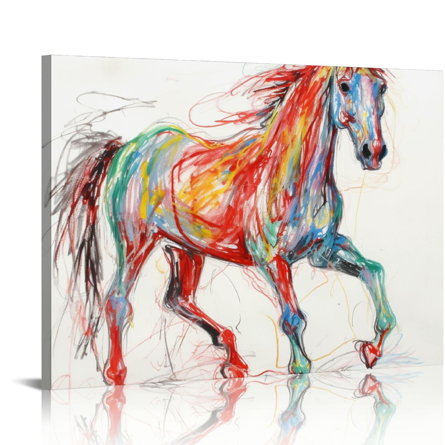 COMIO Horse Wall-Art For Bedroom - Red Wall Decor - Graffiti Canvas ...
