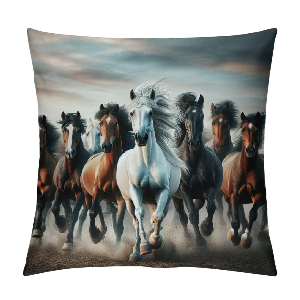 YANMS Horses Body Pillow Cover Horse Herd Run in Storm Against Dramatic ...