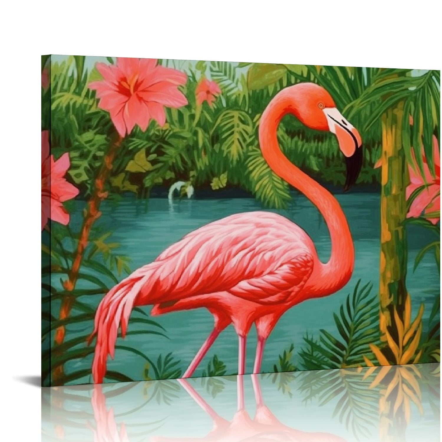 COMIO Hot Tropical Flamingo Canvas Wall Art Print, Flamingo Artwork ...