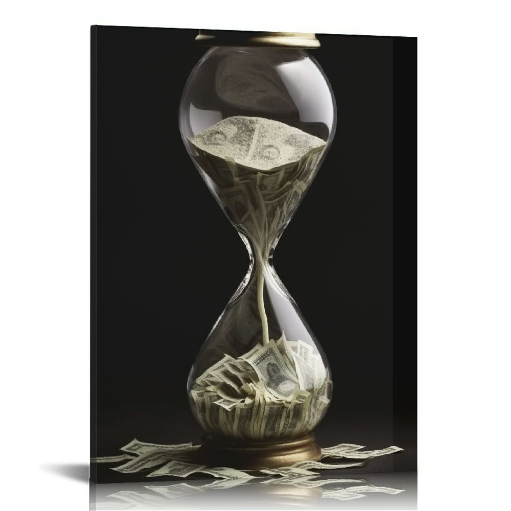 COMIO Hourglass Dollar Bill Finance Money Inspirational Wall Art Office ...