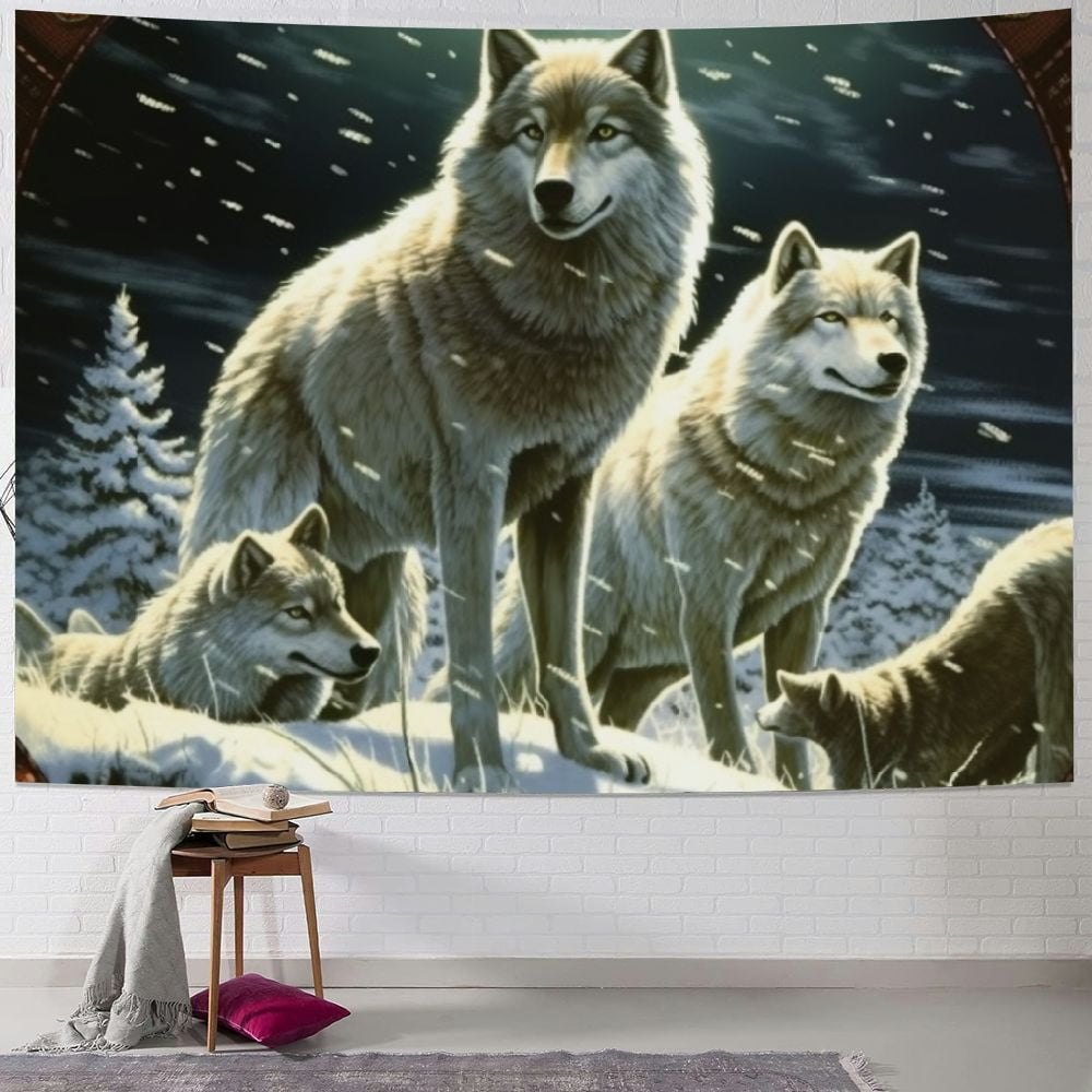 COMIO Howling Wolf Moonlight Wild Wolves Wall Decoration Tapestry ...