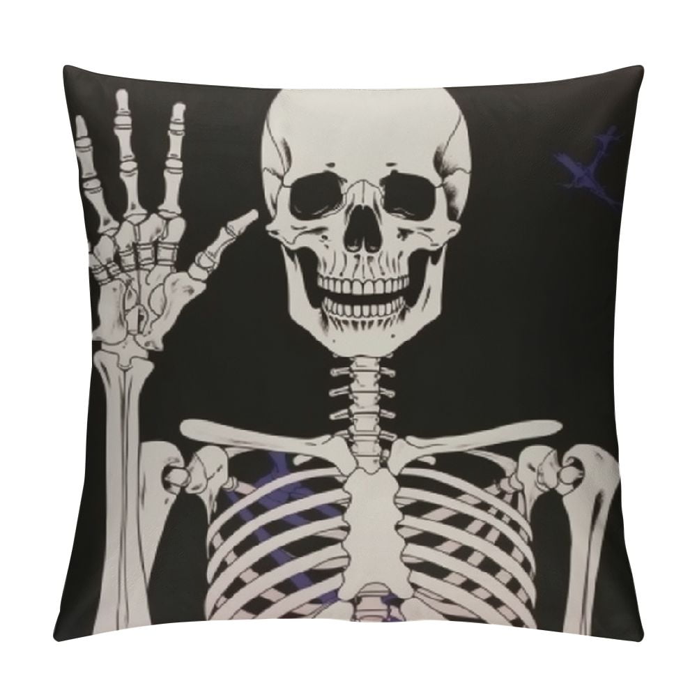 COMIO Human Skeleton Skull Throw Pillow Covers Decorative Fall Soft ...