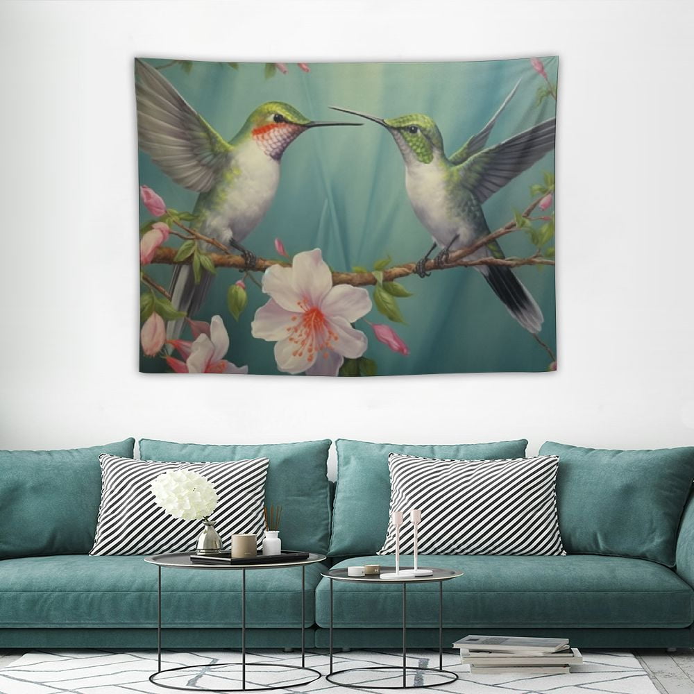 COMIO Hummingbird Tapestry, Pink Floral Tree Branch Tapestry, Summer ...