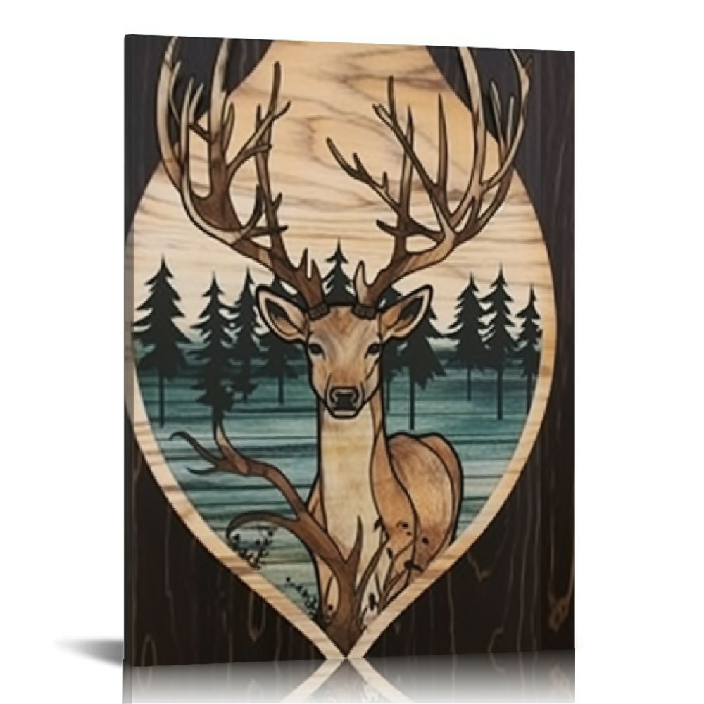 COMIO Hunter's Prayer Deer Wall Art Deer Painting Wall Decoration Art ...