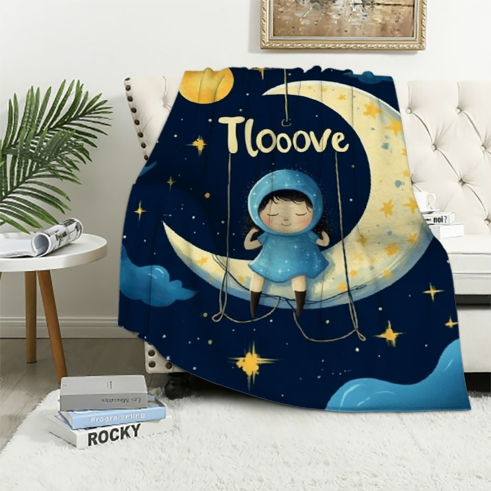 COMIO I Love You to The Moon and Back Blanket, Soft Cute Kids Throw ...