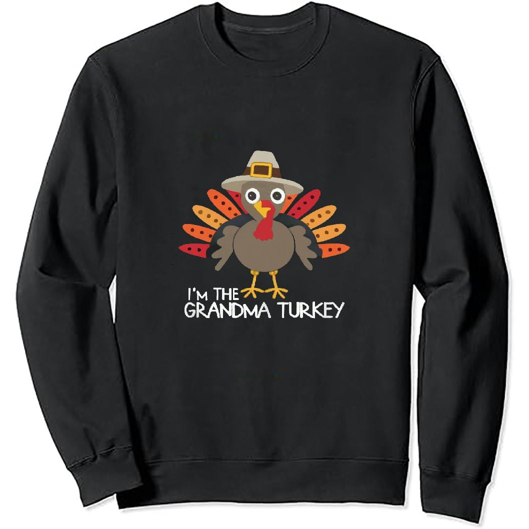 COMIO I'm The Grandma Turkey Funny Thanksgiving Grandma Long Sleeve T ...