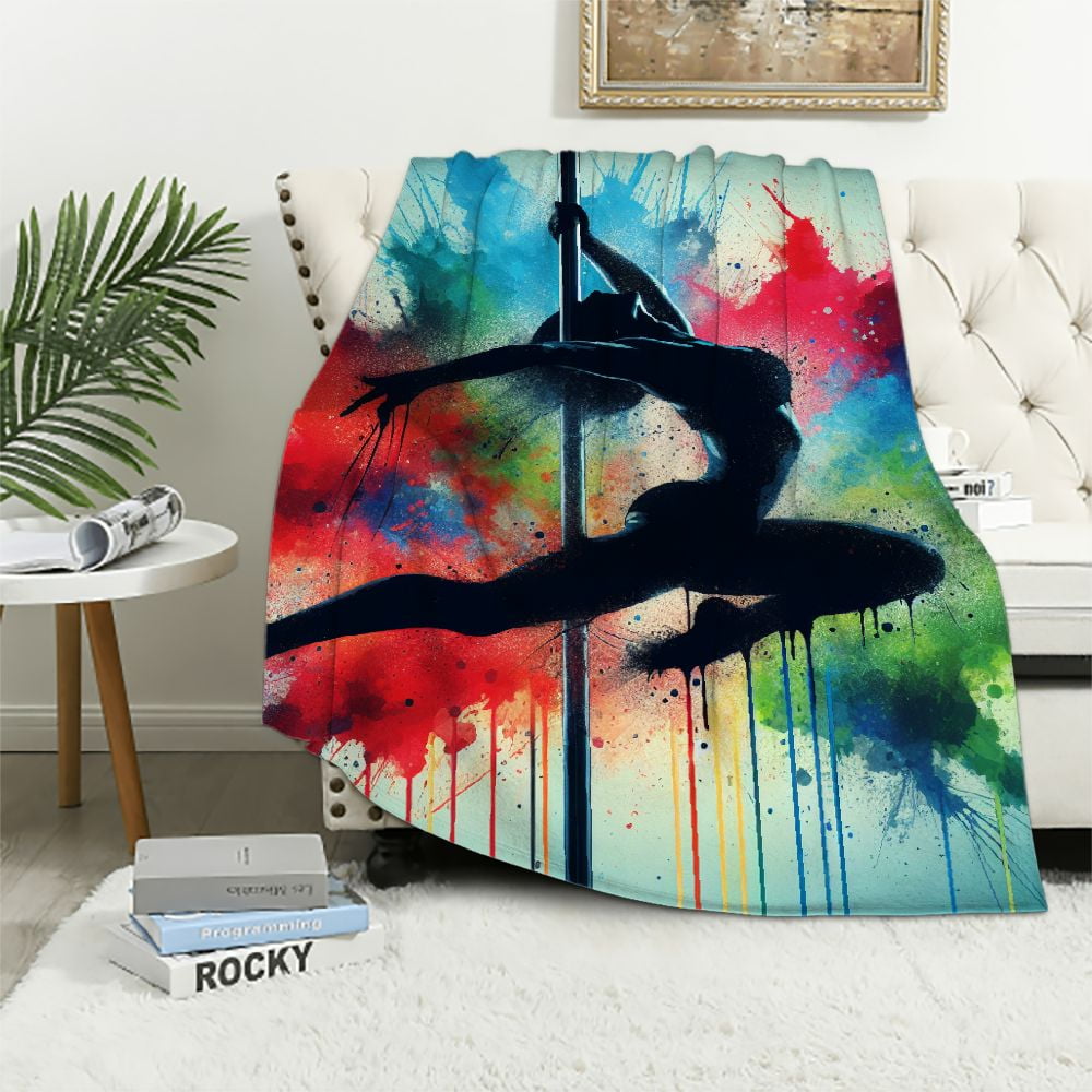 YANMS Ice Skating Throw Blanket Girls Gymnastics Silhouette Bed ...