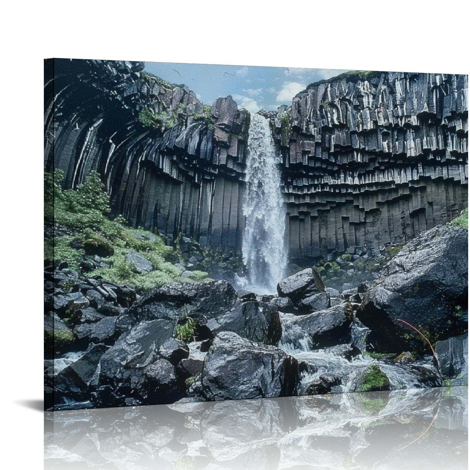 COMIO Icelandic Basalt Waterfall Pictures Canvas Wall Art Landscape ...