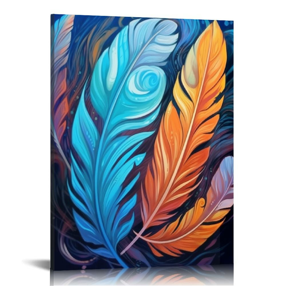 COMIO Indian Feather Canvas Wall Art Modern Native American Indian ...