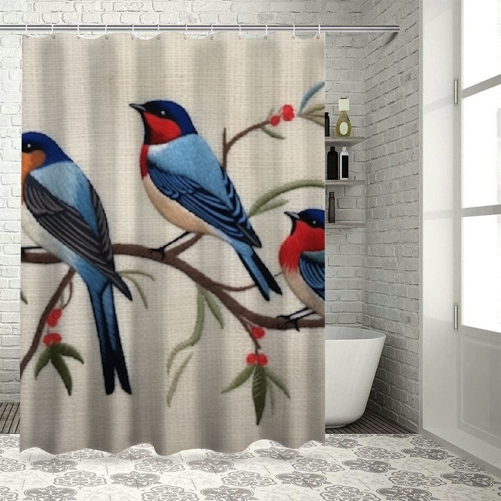 COMIO Ink Painting Watercolor Blue Lovely Birds Animal Lover Shower ...