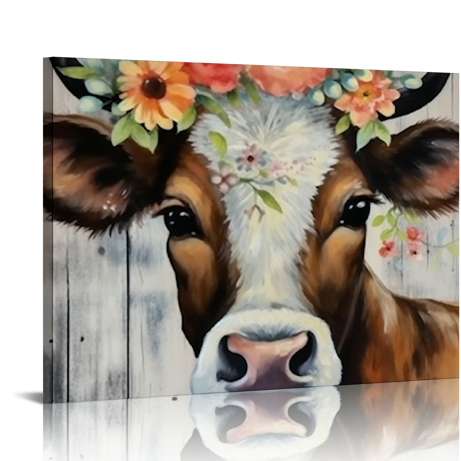 COMIO Inspirational Cow Decor Canvas Wall Art Wall Decor Cute Cow Print ...
