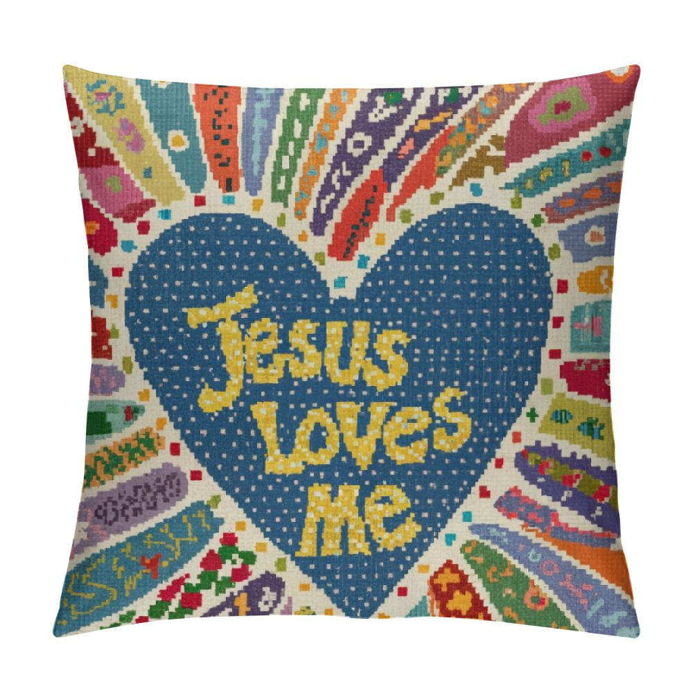 QZHH Inspirational Pillow Cover, Jesus Loves Me Throw Pillow Case, I Am ...