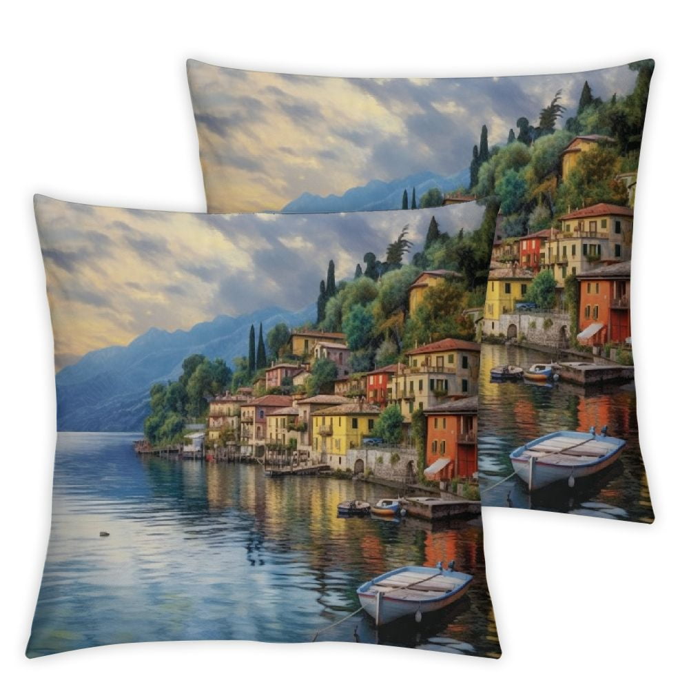 COMIO Italian Throw Pillow Cushion Cover, Summer Village by The ...