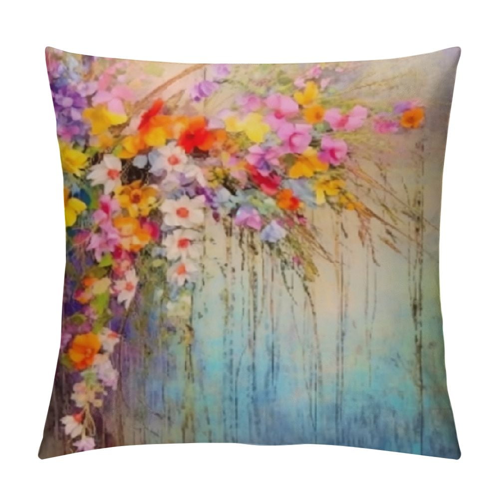 COMIO Ivy Flowers Throw Pillow Case Abstract Floral Watercolor Spring ...