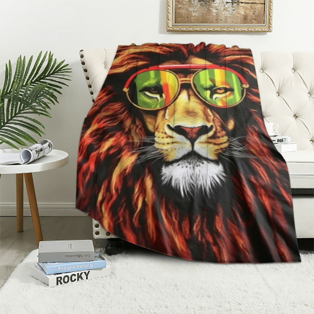 COMIO Jamaica Reggae Rasta Lion Sunglass Throw Blanket Soft Lightweight ...