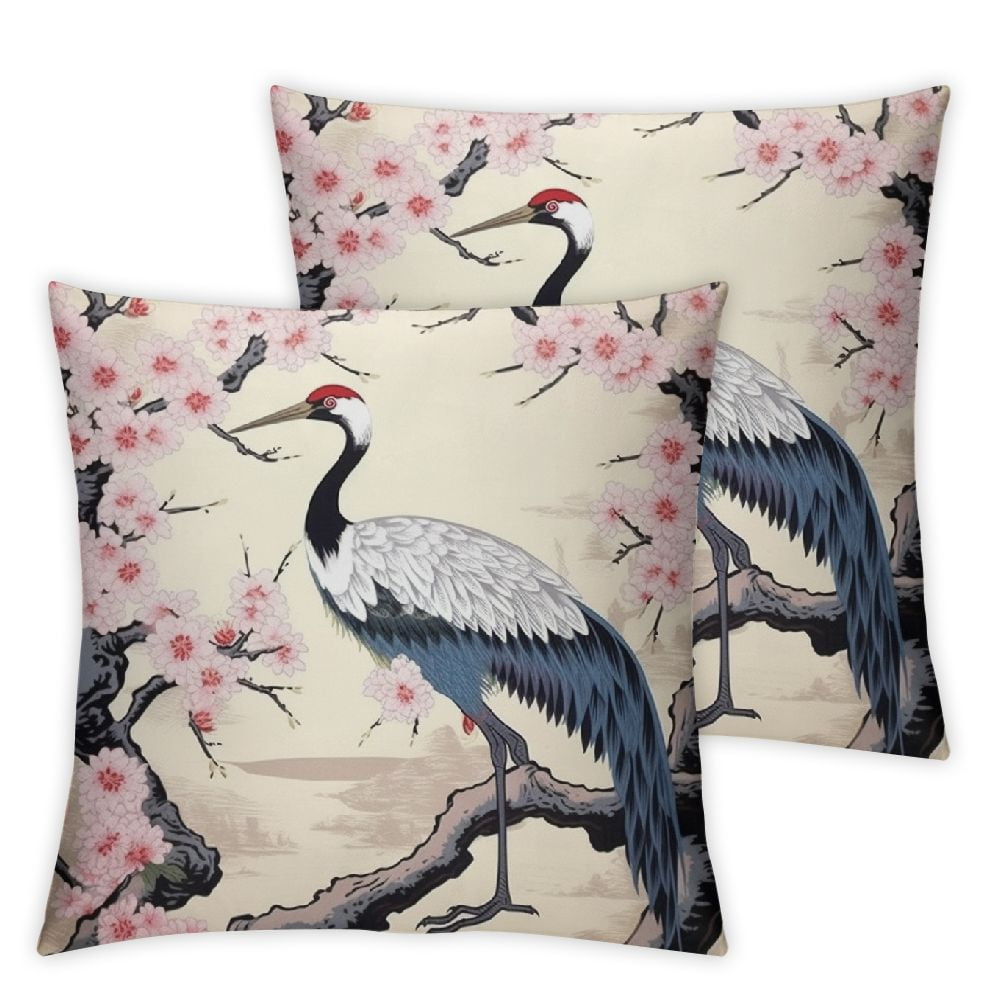 COMIO Japanese Style Throw Pillow Cover, Cherry Blossoms Cushion Case ...