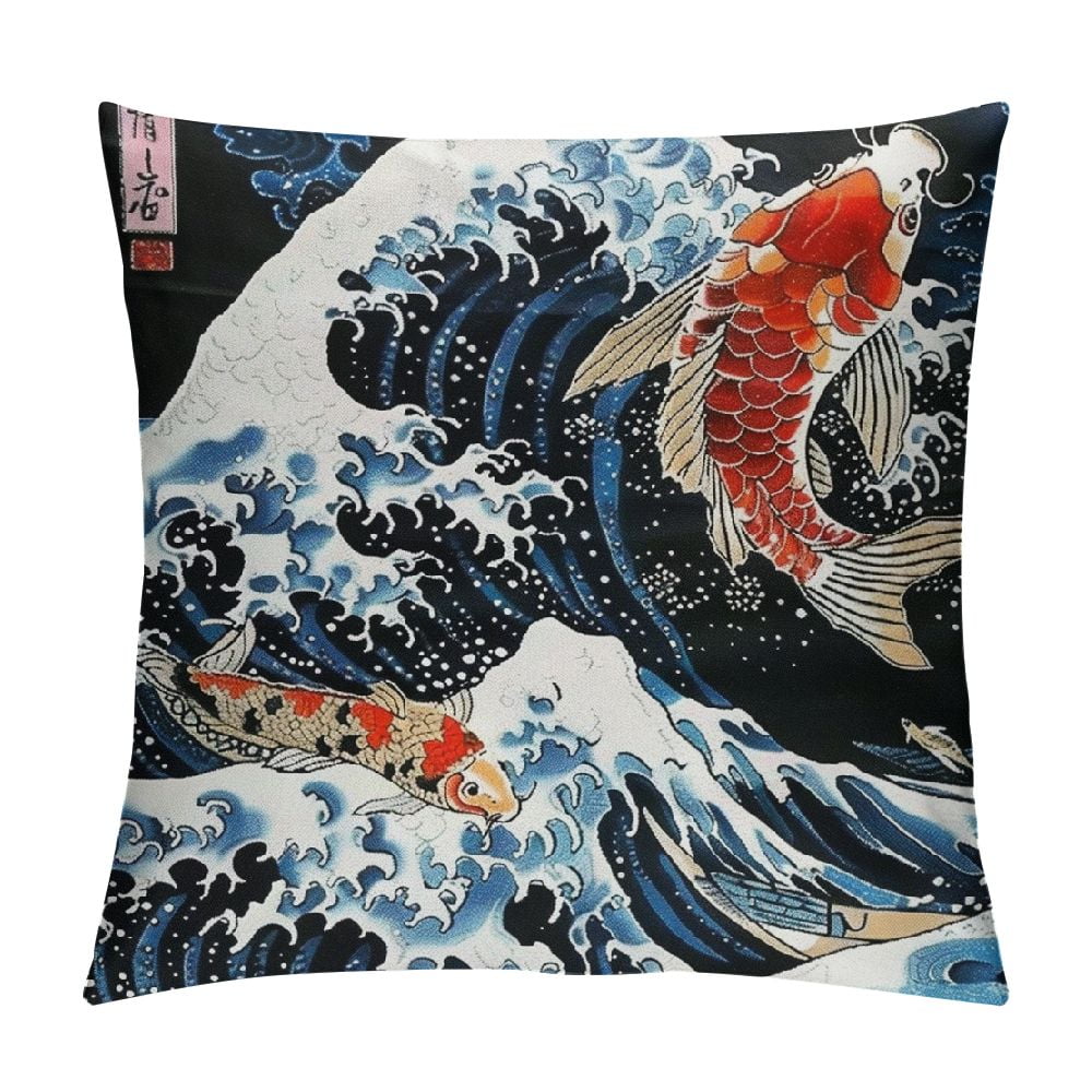 COMIO Japanese Style Throw Pillow Covers for Couch Sofa Bed,Oriental ...