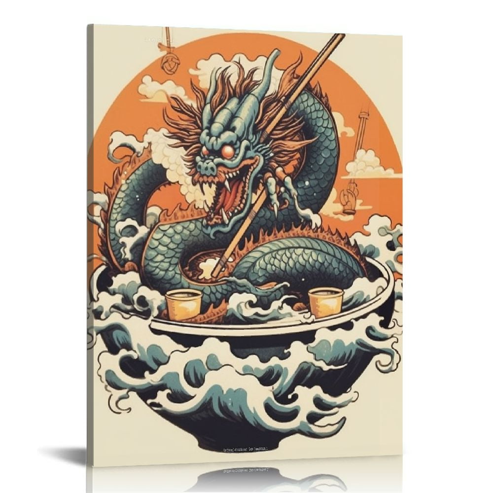 COMIO Japanese Wall Decor Art - Dragon Sushi Ramen Poster Micro-jet ...