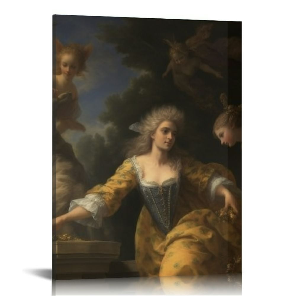 MLJA Jean-Honoré The Fountain of Love Rococo Canvas Wall Art Poster Decorative Bedroom Modern ...