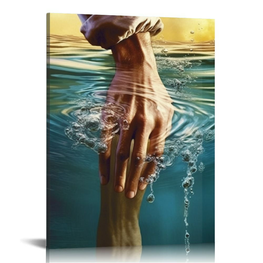 COMIO Jesus Christ Canvas Wall Art Jesus Saving Peter from Drowning ...