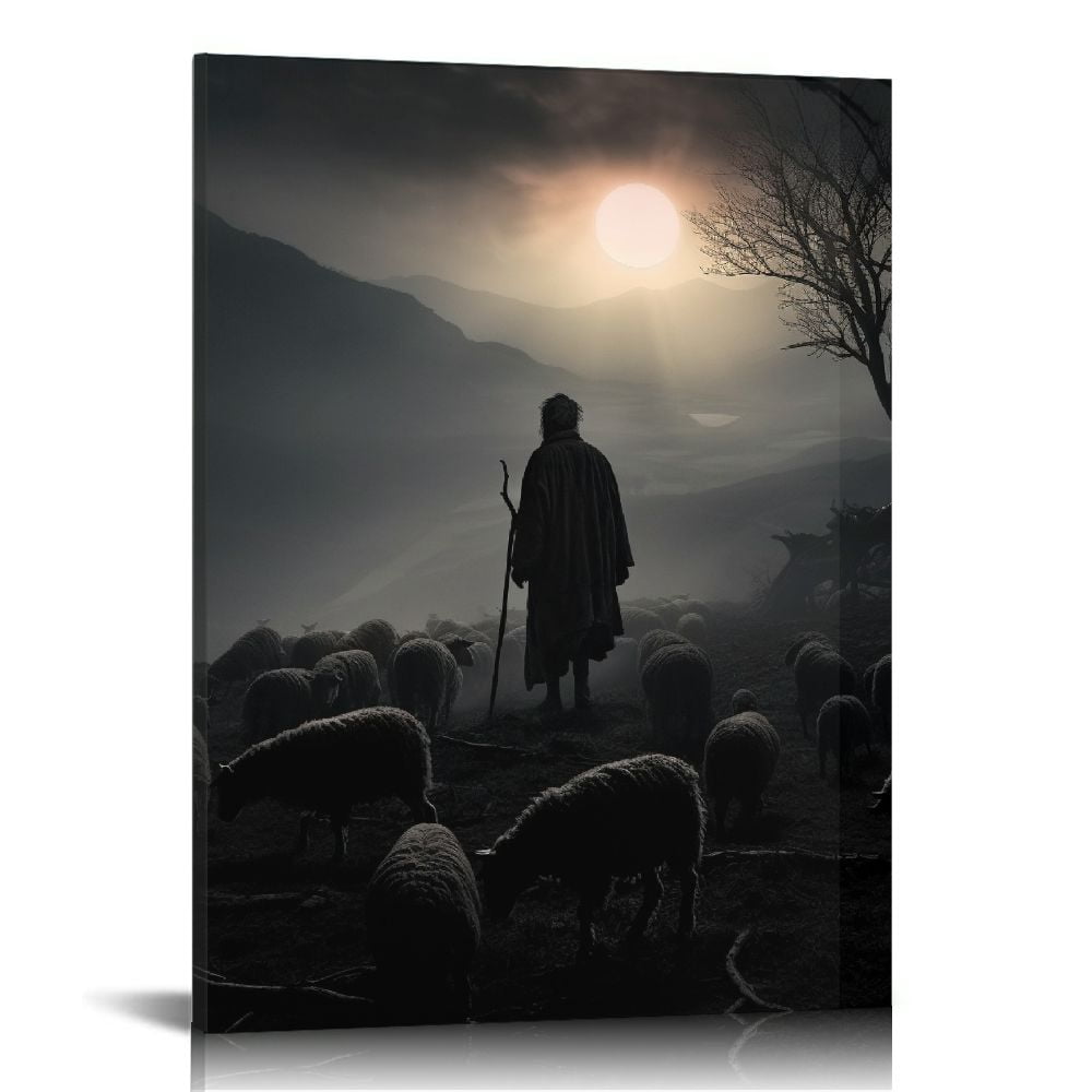 COMIO Jesus and the Lamb Canvas Wall Art Jesus Chasing the Lost Lamb ...