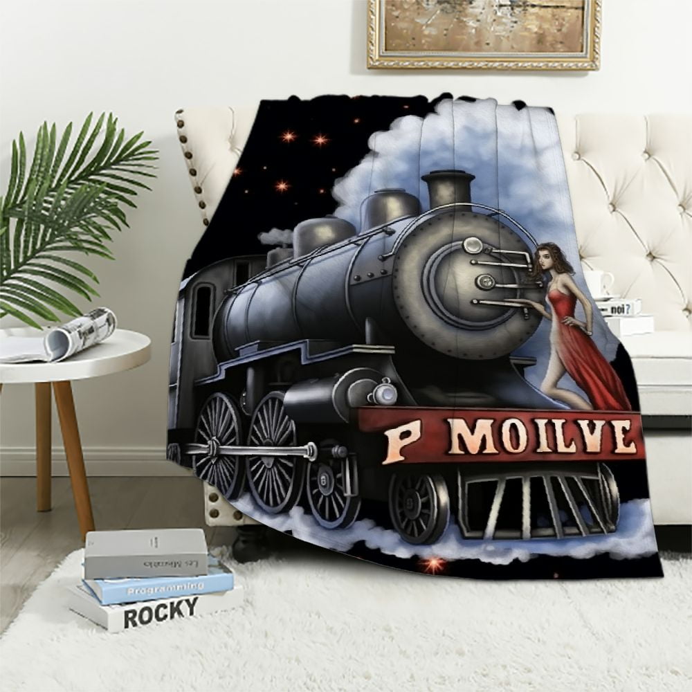 COMIO Just A Boy Who Loves Trains Blanket Soft Lightweight Throw Warm ...