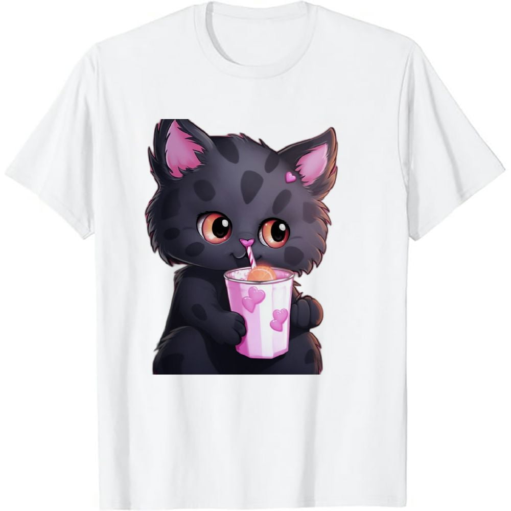 COMIO Kawaii Anime Neko Shirt For Women Girls, Strawberry Milk Cat T ...