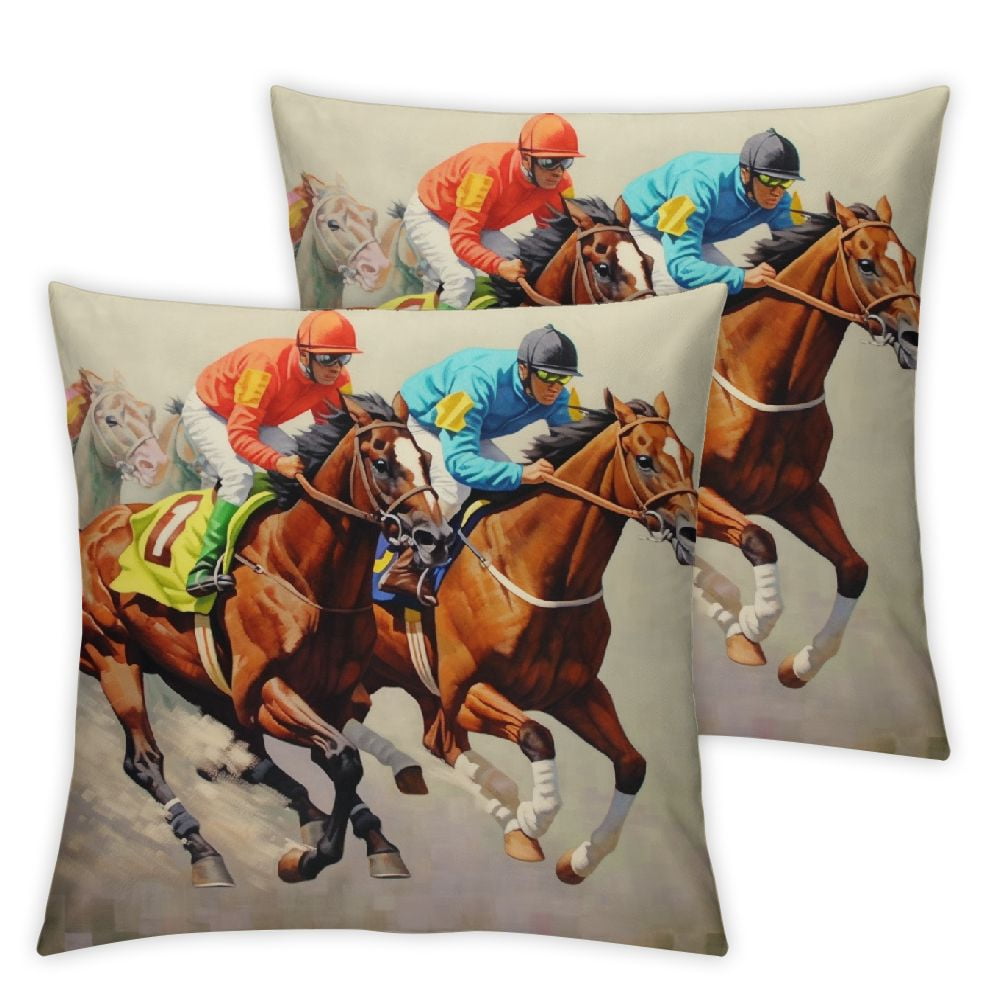 COMIO Kentucky Derby Throw Pillow Cover Run for The Roses Jockey Horse ...