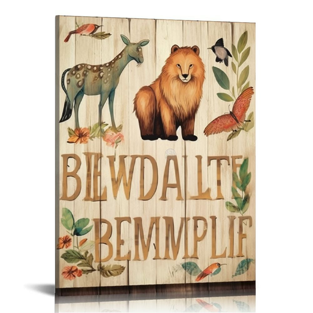 COMIO Kids Affirmation Woodland Animals Themed Canvas Framed Wall Art ...