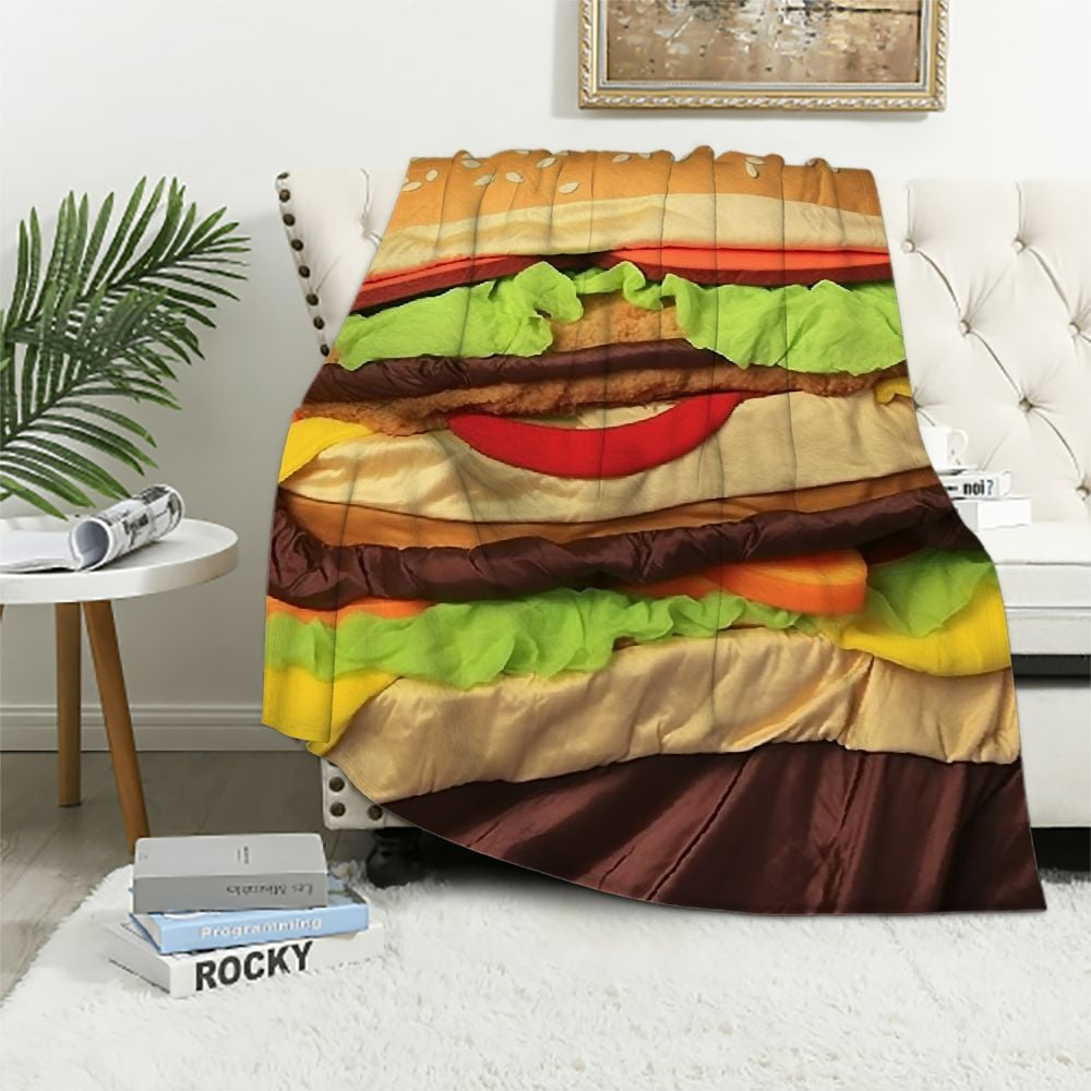 COMIO Kids’ Cheeseburger Blanket, Ultra Soft Sensory Plush, Cloud-Like ...