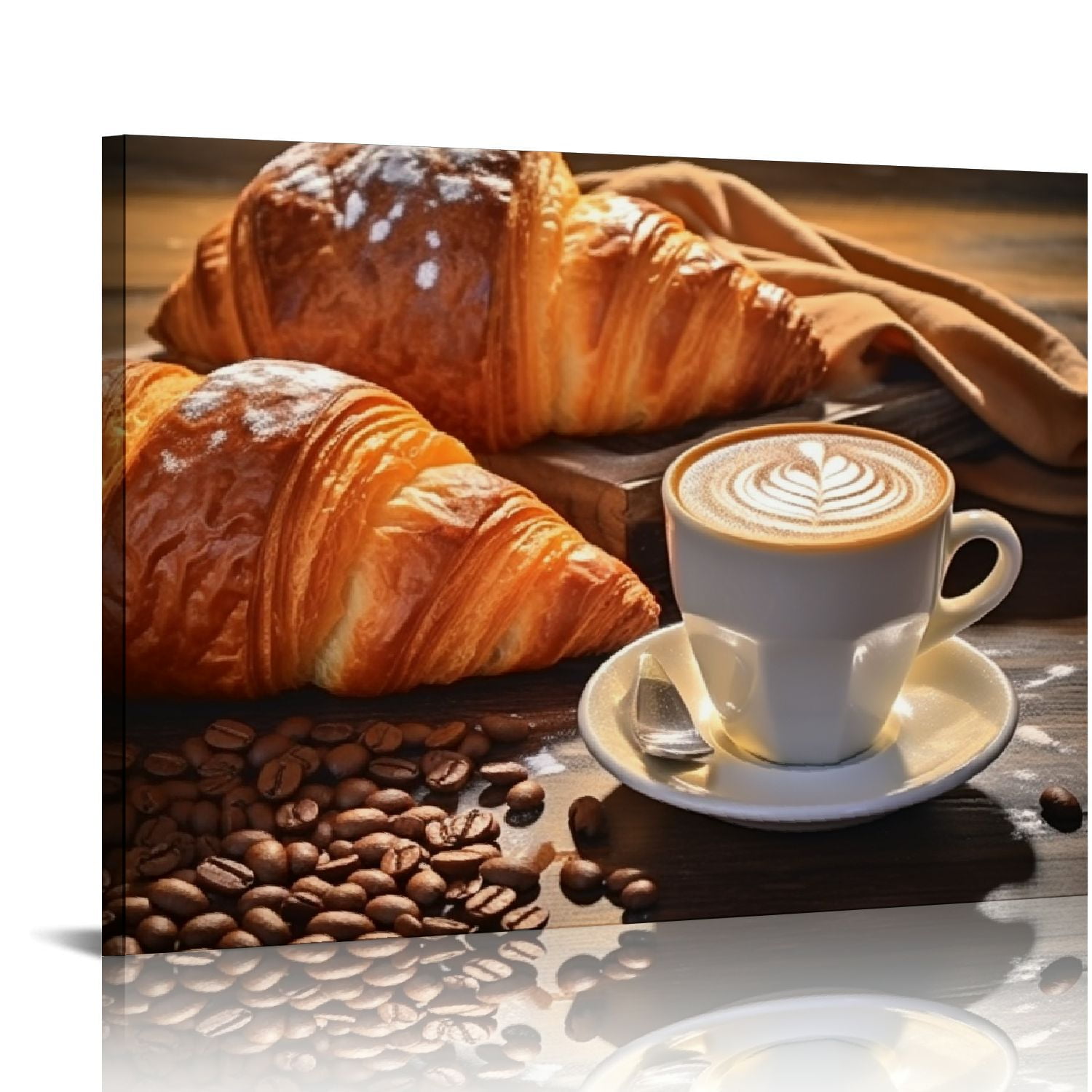 COMIO Kitchen Canvas Wall Art, Bread and Coffee Poster Print Modern ...